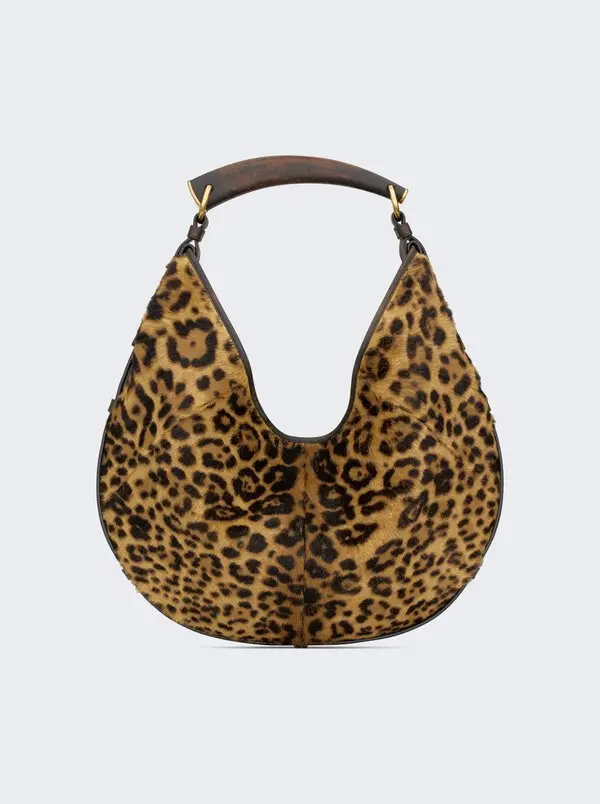 Saint Laurent Mombasa Medium Leopard Print Pony Hair Leather Bag - Brown