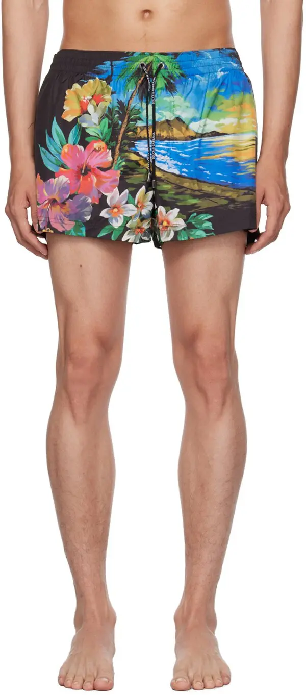 Dolce & Gabbana Dolce Gabbana Hawaiian Print Swim Trunks