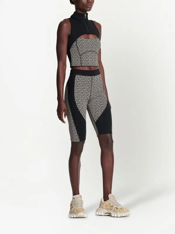 Balmain Monogrammed Jersey Crop Top