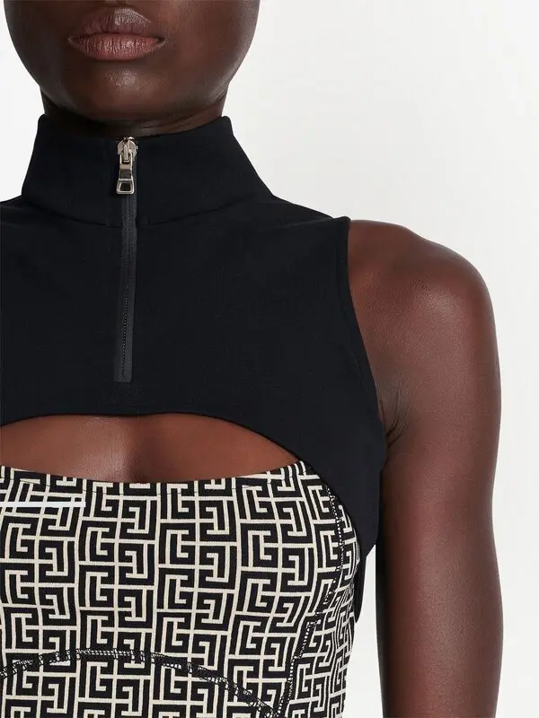 Balmain Monogrammed Jersey Crop Top