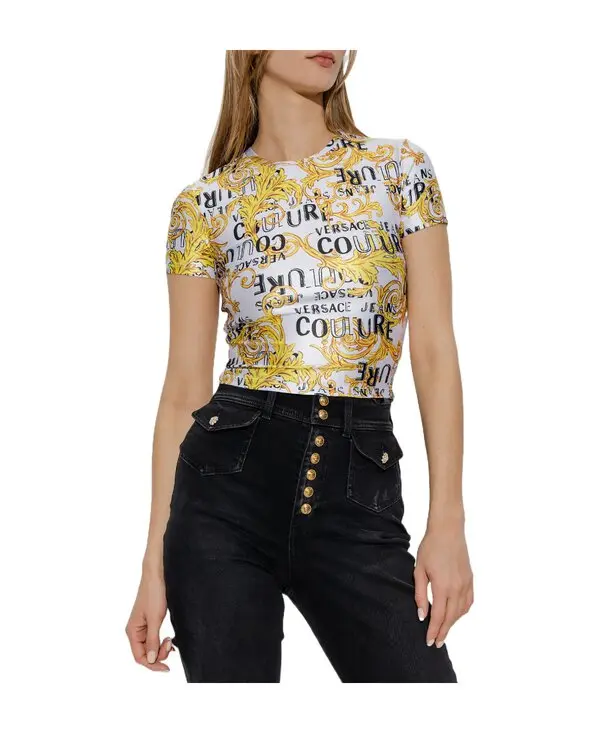 Versace Barocco Print Cropped T-shirt