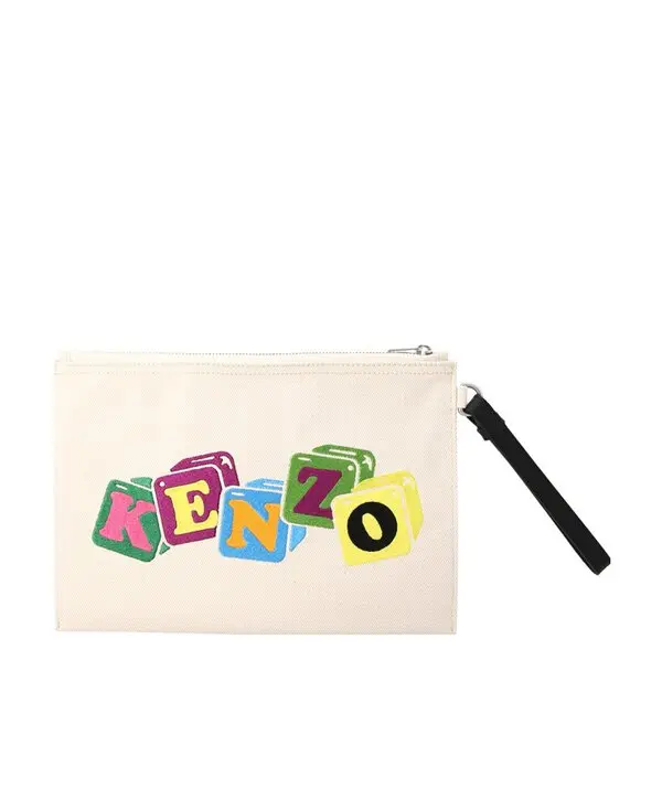 Kenzo Zipped Clutch Bag With Motif Embroidery