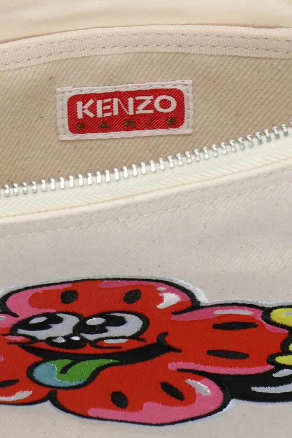 Kenzo Zipped Clutch Bag With Motif Embroidery