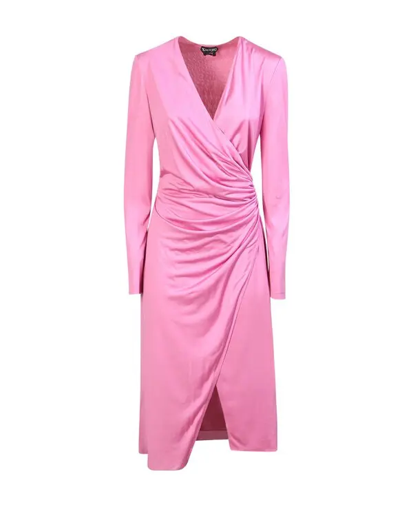 TOM FORD V-neck Wrap Midi Dress - Pink
