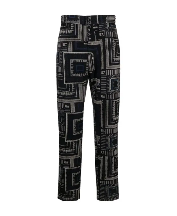 Etro Pouch-print Straight-leg Trousers - Black