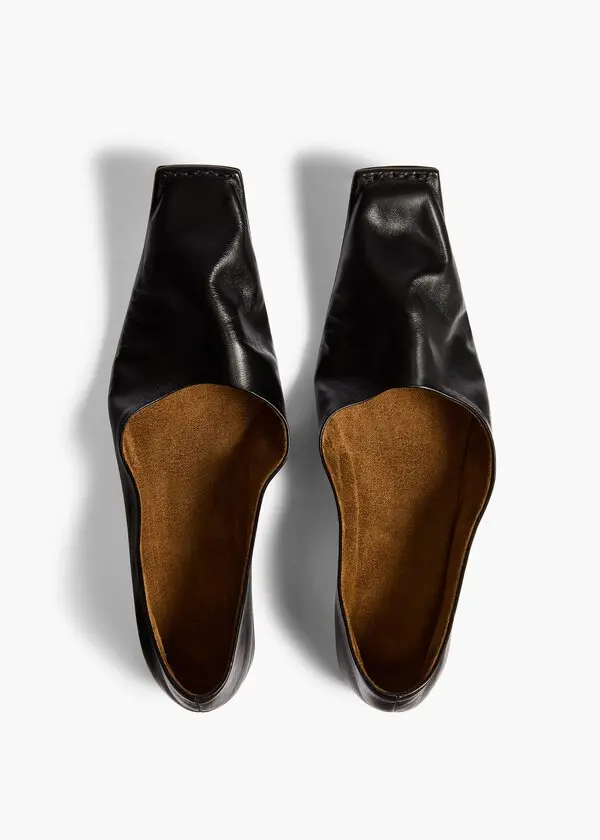 Khaite Marlene Ballerina In Glazed Leather - Black
