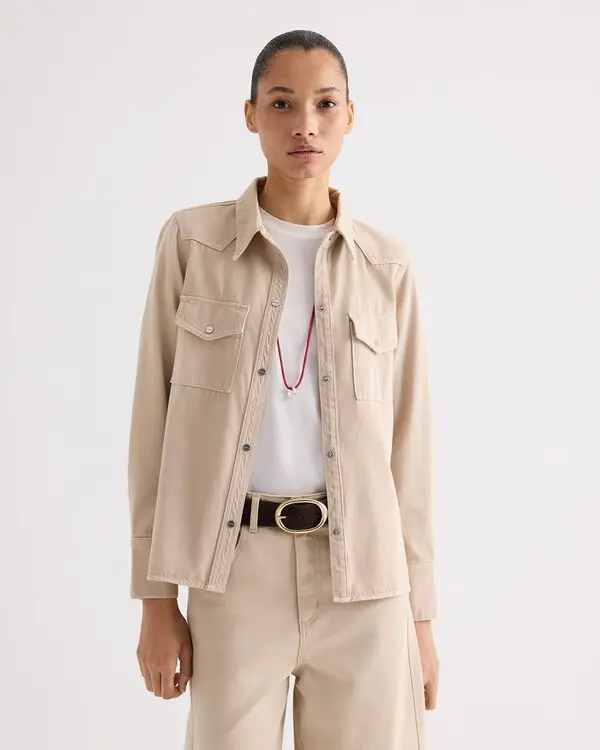 TWP Ranchers Daughter Shirt In Japanese Natural Denim - Sandshell