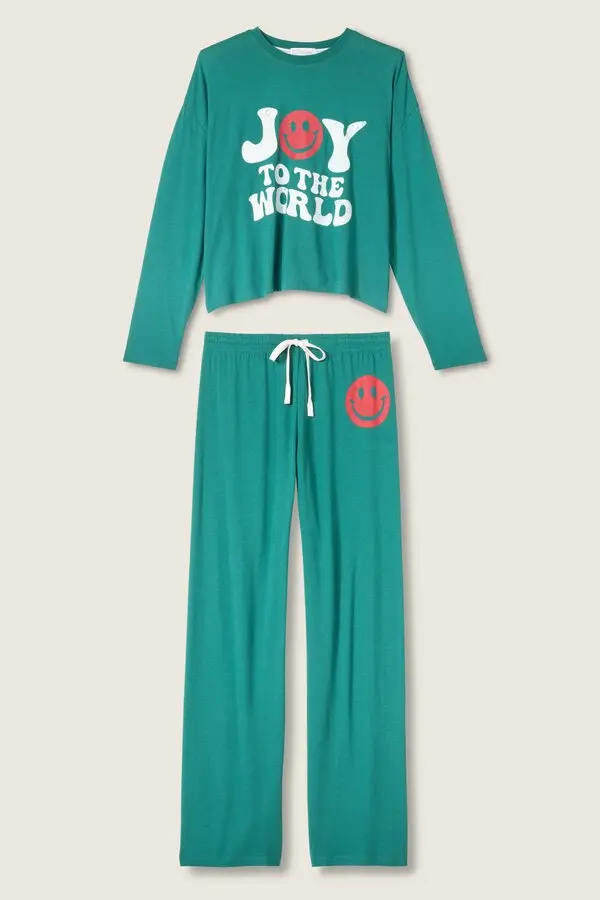 PJ Salvage Joy To The World Long Sleeve Lounge Pajama Set