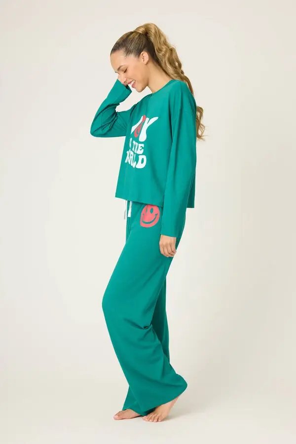 PJ Salvage Joy To The World Long Sleeve Lounge Pajama Set