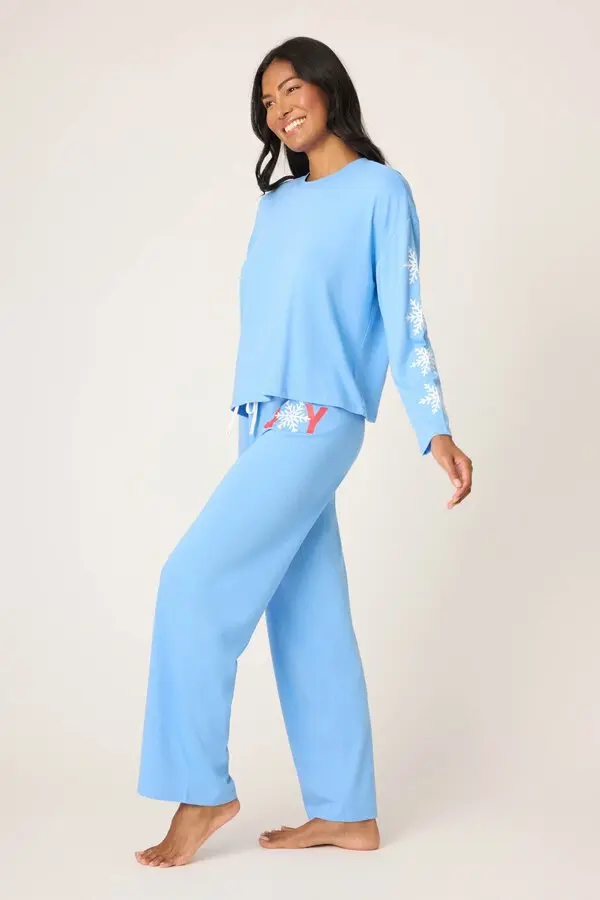 PJ Salvage Snowflake Long Sleeve Lounge Pajama Set