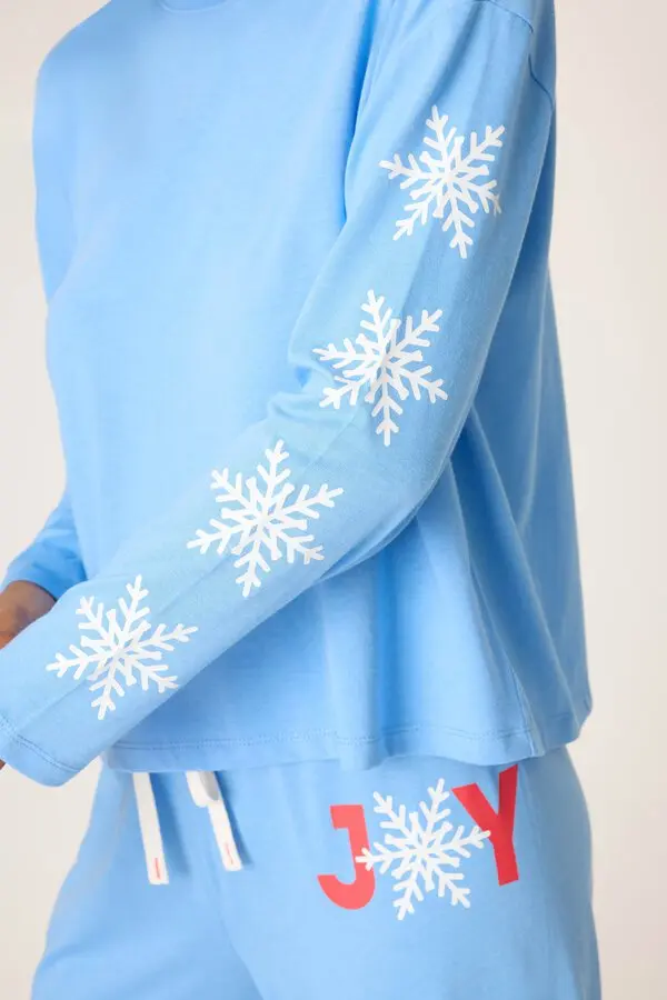 PJ Salvage Snowflake Long Sleeve Lounge Pajama Set
