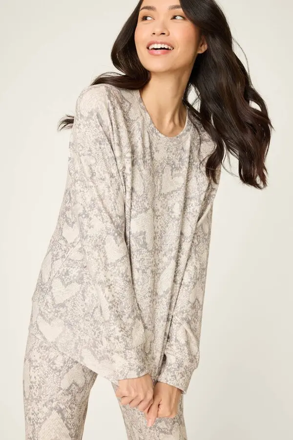 PJ Salvage Snakeskin Heart Print Peachy Pajama Set