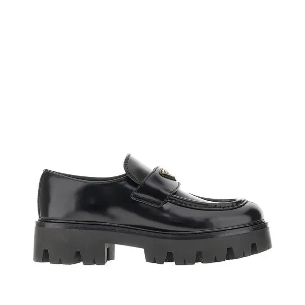Prada Spazzolato Leather Loafers With Lug Sole