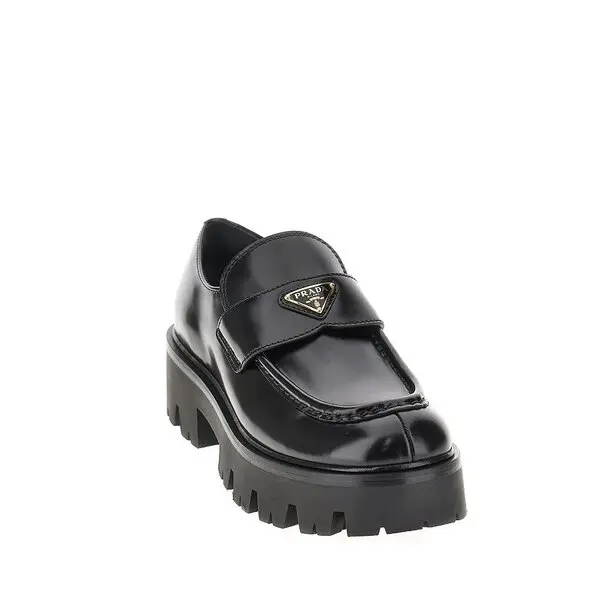 Prada Spazzolato Leather Loafers With Lug Sole