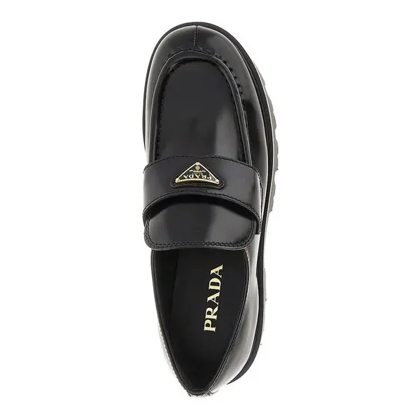 Prada Spazzolato Leather Loafers With Lug Sole