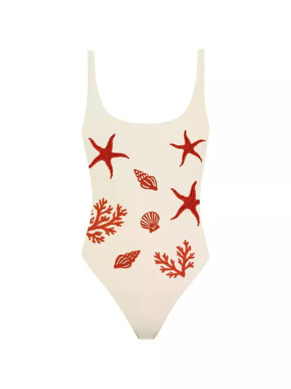 MC2 SAINT BARTH Embellished Swimsuit - Neutrals