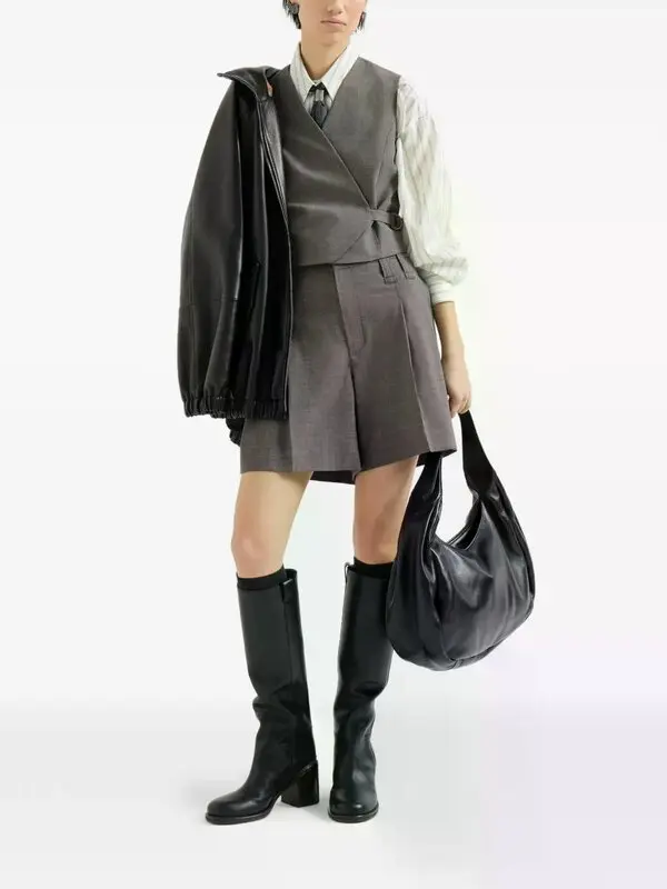 Brunello Cucinelli Formal Wool Shorts With Monili Detail