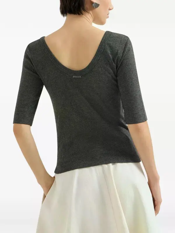 Brunello Cucinelli Sparkling Virgin Wool Top With Monili