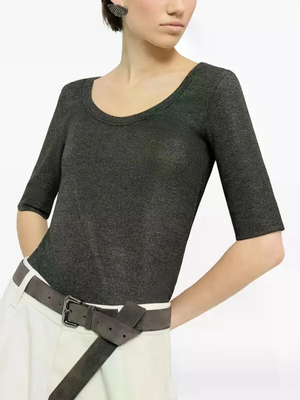 Brunello Cucinelli Sparkling Virgin Wool Top With Monili