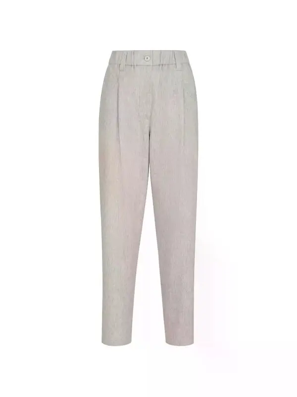 Brunello Cucinelli Wool Flannel Baggy Trousers With Monili Detail - Grey