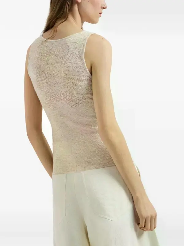 Brunello Cucinelli Silk, Alpaca And Wool Flower-lace Knit Top