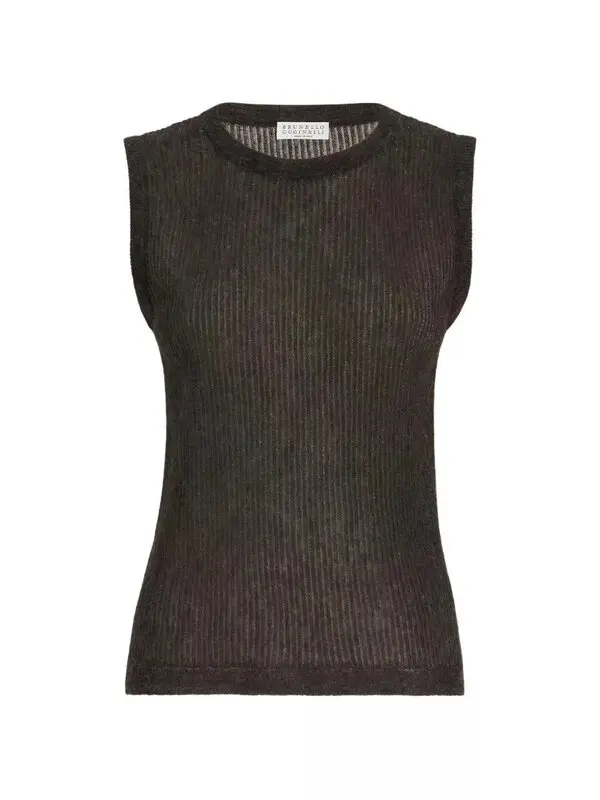 Brunello Cucinelli Sparkling Rib-knit Top - Brown