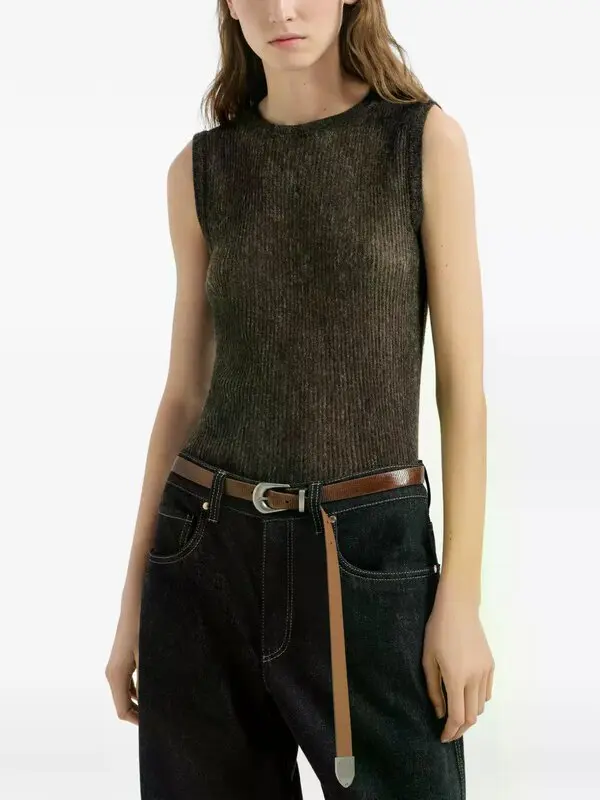 Brunello Cucinelli Sparkling Rib-knit Top - Brown