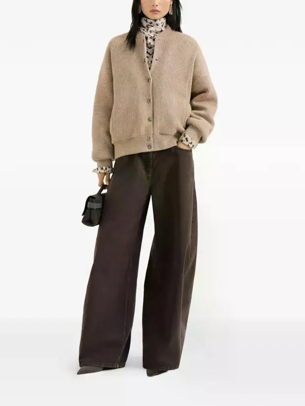 Brunello Cucinelli Cashmere English-rib Knit Bomber Jacket With Thermore® Padding - Neutrals