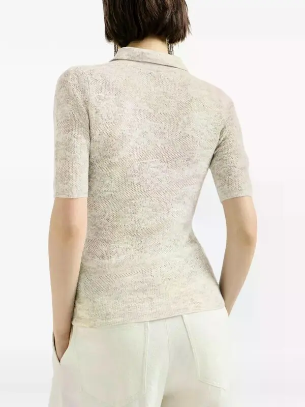 Brunello Cucinelli Silk, Alpaca, And Wool Flower-lace Knit Polo