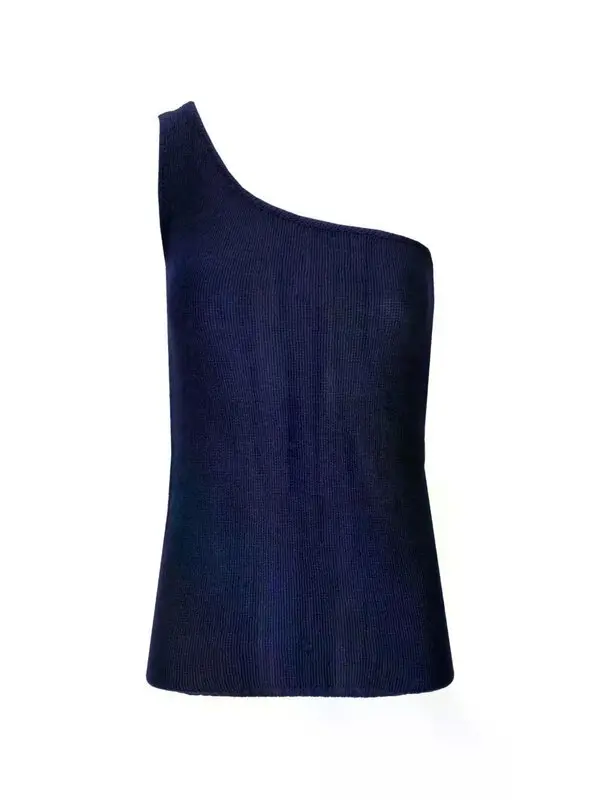 LA ROSE One-shoulder Knitted Blouse - Blue