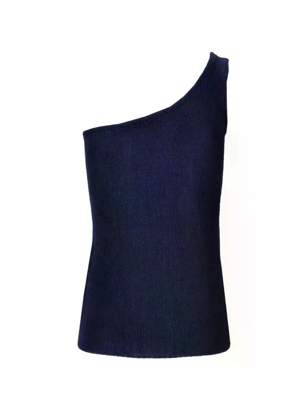 LA ROSE One-shoulder Knitted Blouse - Blue