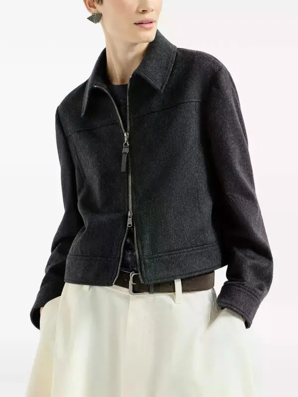 Brunello Cucinelli Wool Flannel Zip-up Jacket