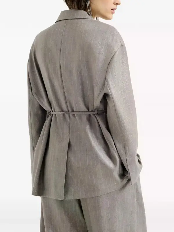 Brunello Cucinelli Virgin Wool Pinstripe Blazer With Monili