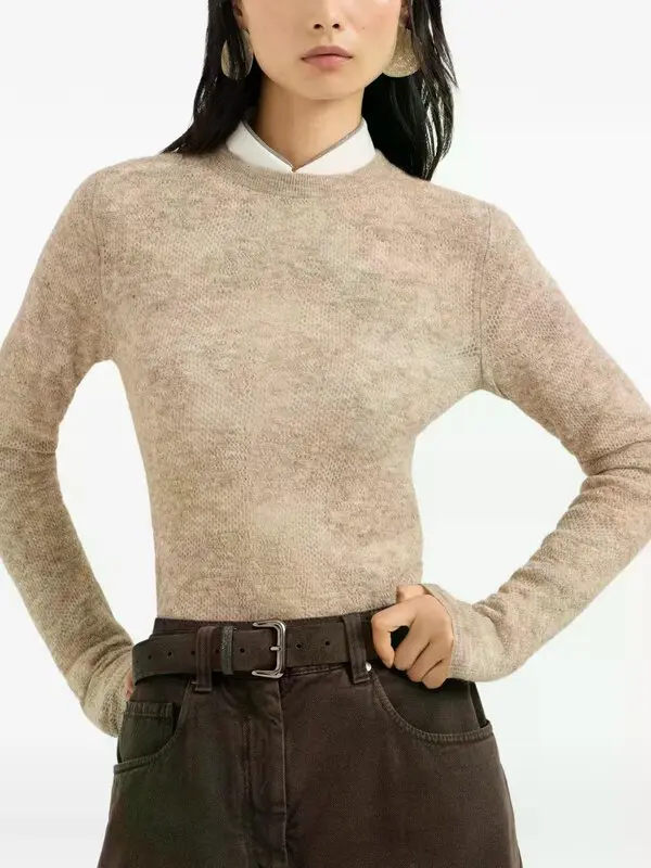 Brunello Cucinelli Silk, Alpaca And Wool Flower-lace Sweater