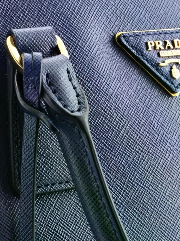 Prada Double Zip Lux Saffiano Leather Medium Tote Bag - Blue