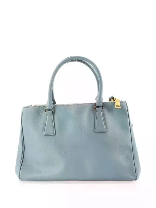 Prada Saffiano Leather Double Zip Tote Bag - Blue