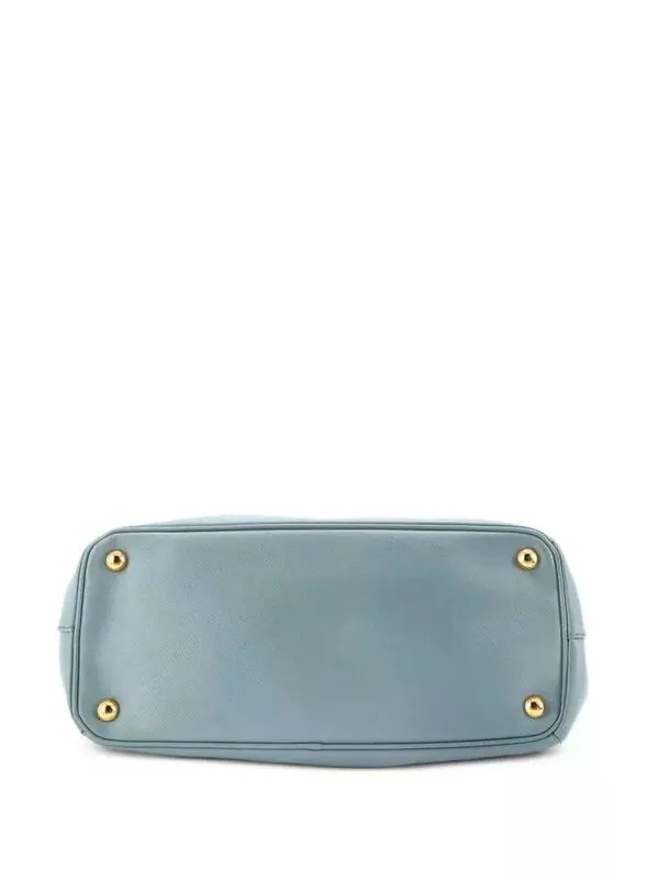 Prada Saffiano Leather Double Zip Tote Bag - Blue
