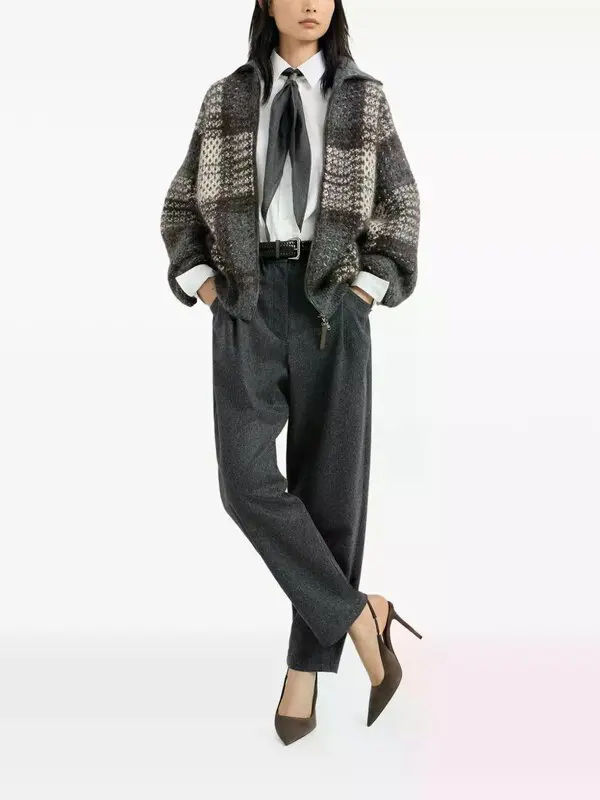Brunello Cucinelli Wool Flannel Baggy Trousers With Monili Detailing