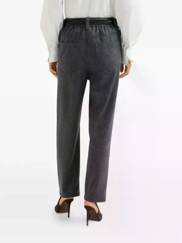 Brunello Cucinelli Wool Flannel Baggy Trousers With Monili Detailing