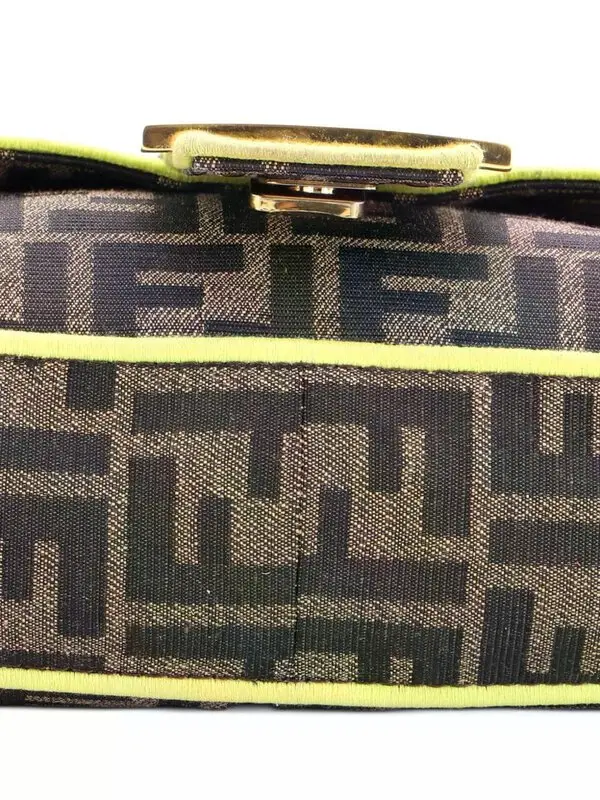 Fendi Zucca Canvas Baguette Shoulder Bag - Yellow