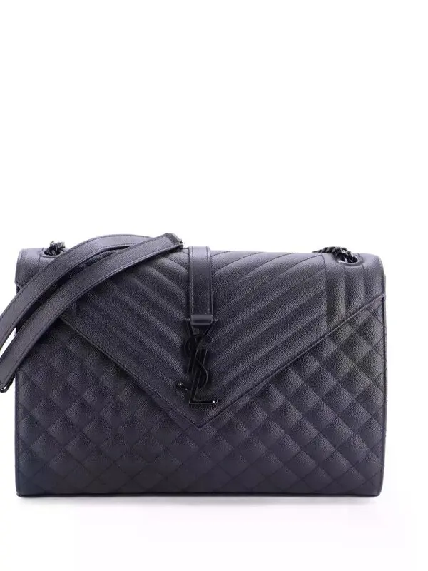 Saint Laurent Classic Monogram Envelope Satchel - Black
