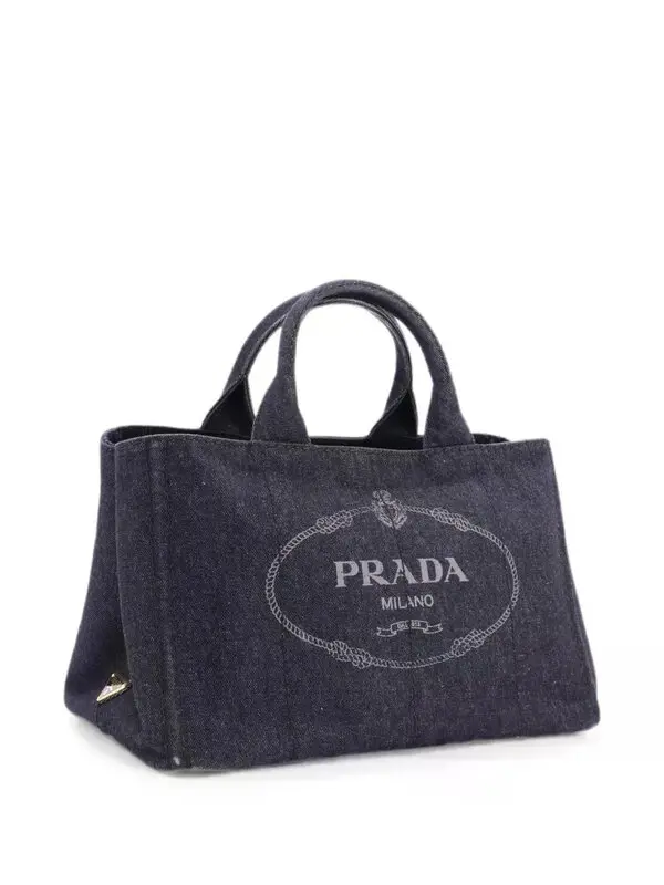Prada Canapa Denim Large Tote Bag - Blue