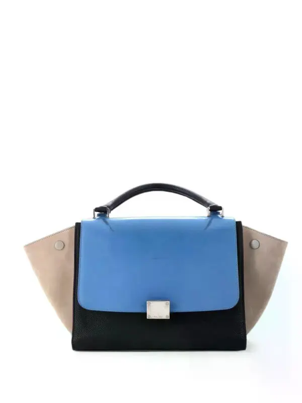 Celine Tricolor Trapeze Bag Leather Satchel - Blue