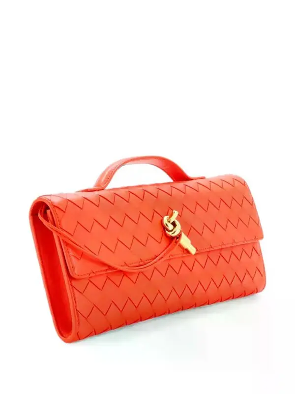 Bottega Veneta Andiamo Top Handle Clutch Bag - Orange