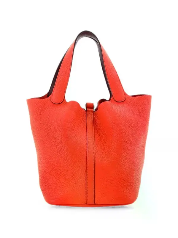 Hermès Picotin Lock Bag Clemence Mm Bucket Bag - Orange