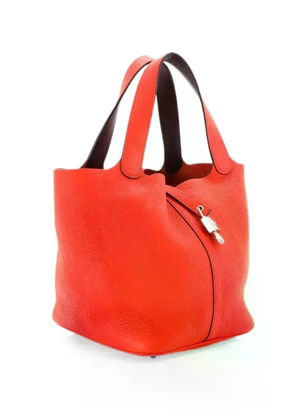 Hermès Picotin Lock Bag Clemence Mm Bucket Bag - Orange