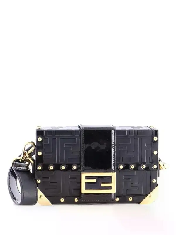 Fendi Baguette Trunk Bag Zucca Embossed Leather Mini Crossbody Bag