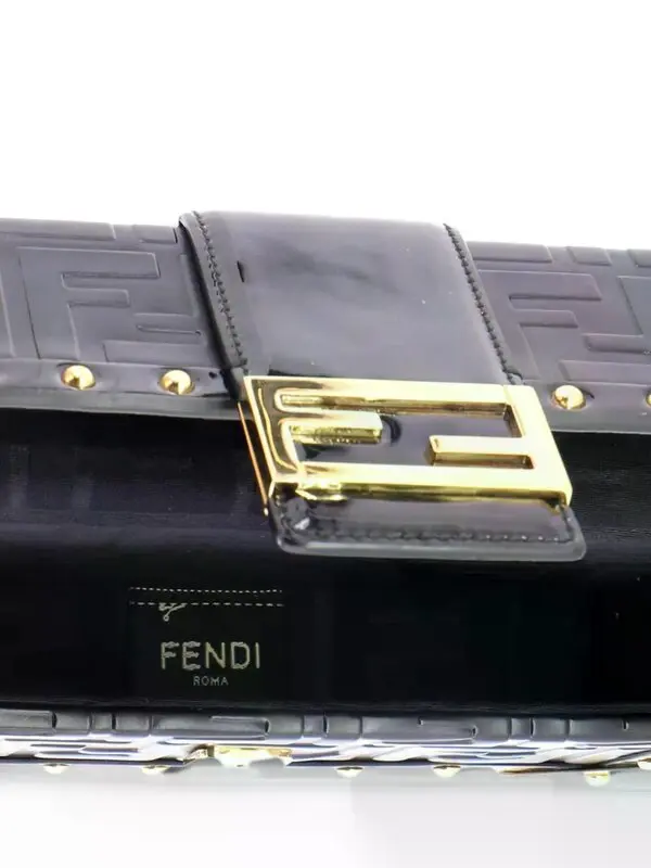 Fendi Baguette Trunk Bag Zucca Embossed Leather Mini Crossbody Bag