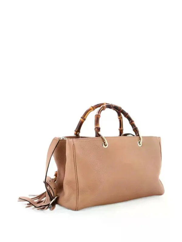 Gucci Bamboo Shopper Leather Medium Tote Bag - Neutrals