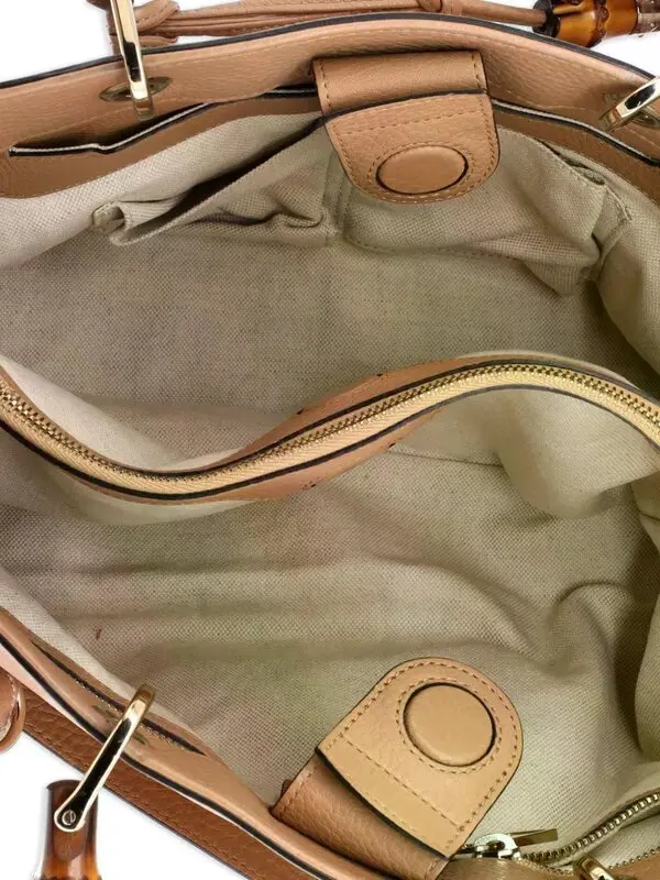 Gucci Bamboo Shopper Leather Medium Tote Bag - Neutrals